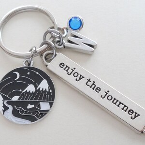 Mountain & Night Sky Charm Keychain Wih Enjoy the Journey Charm, Summer ...