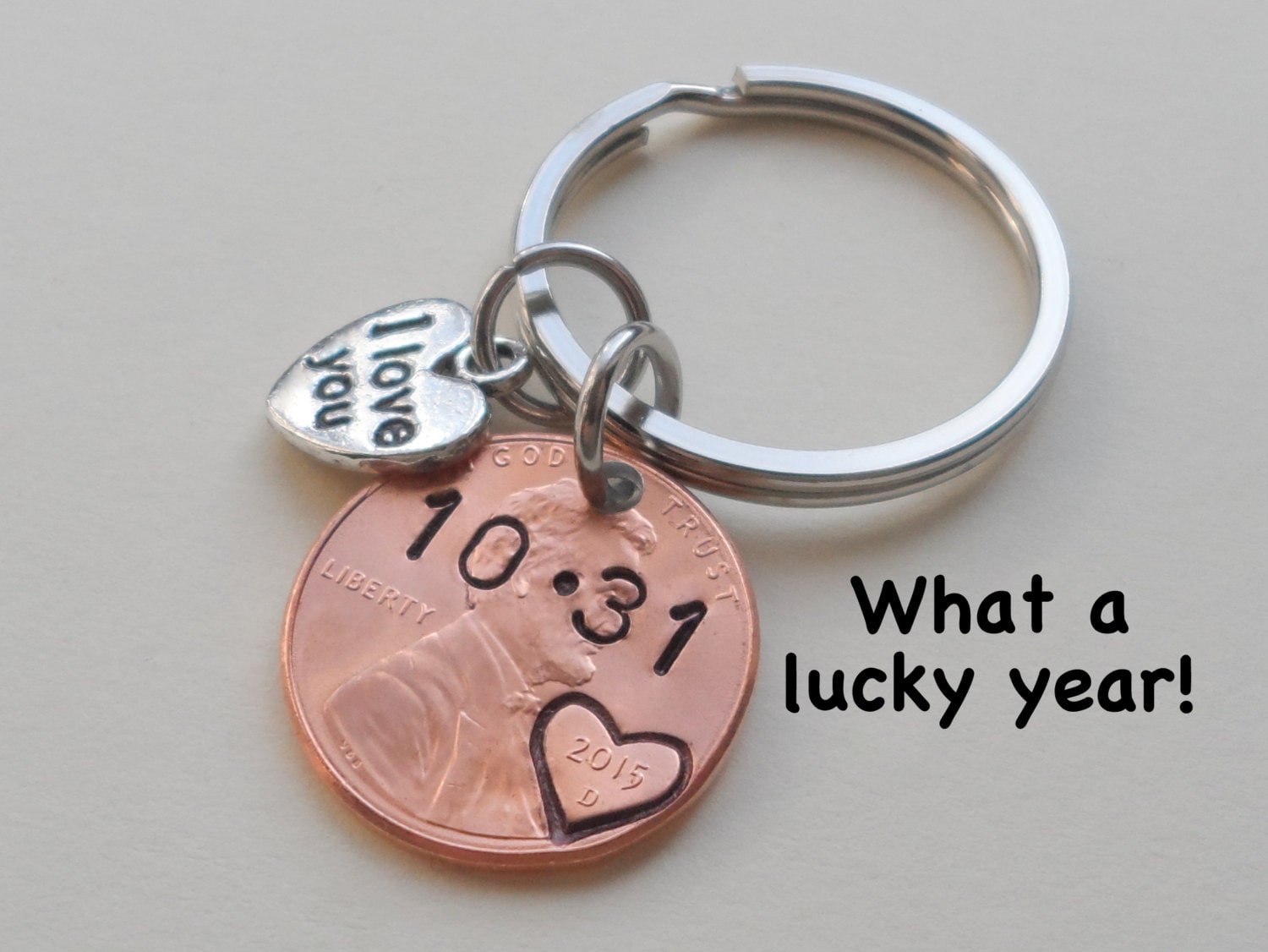 I Love You Penny Keychain Couples Keychain Lucky Penny - Etsy