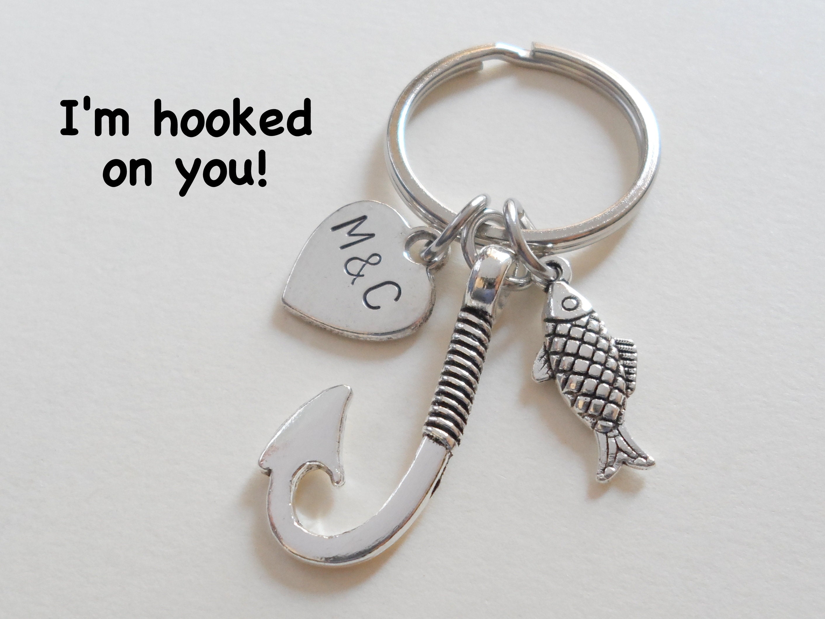 Fish Hook Keychain, Couples Keychain, Anniversary Gift for Boyfriend ...