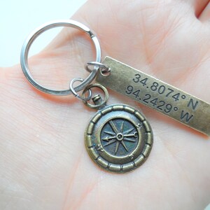 Bronze Compass Keychain, Couples 8th Year Anniversary Gift, Couples ...