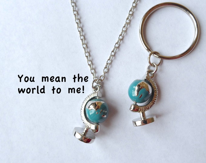 World Globe Keychain or Necklace Couples Key Rings Best - Etsy