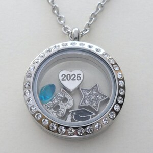 Graduation Floating Charm Locket Necklace, Medium Circle Locket, Class ...