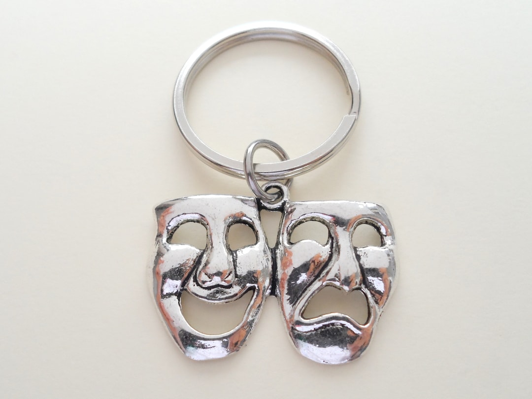 Theatre Masks Keychain, Mask Charm, Drama Keychain, Graduation Gift ...
