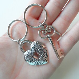 Key and Lock Keychain Set, Couples Keychains, Anniversary Gift, Husband ...