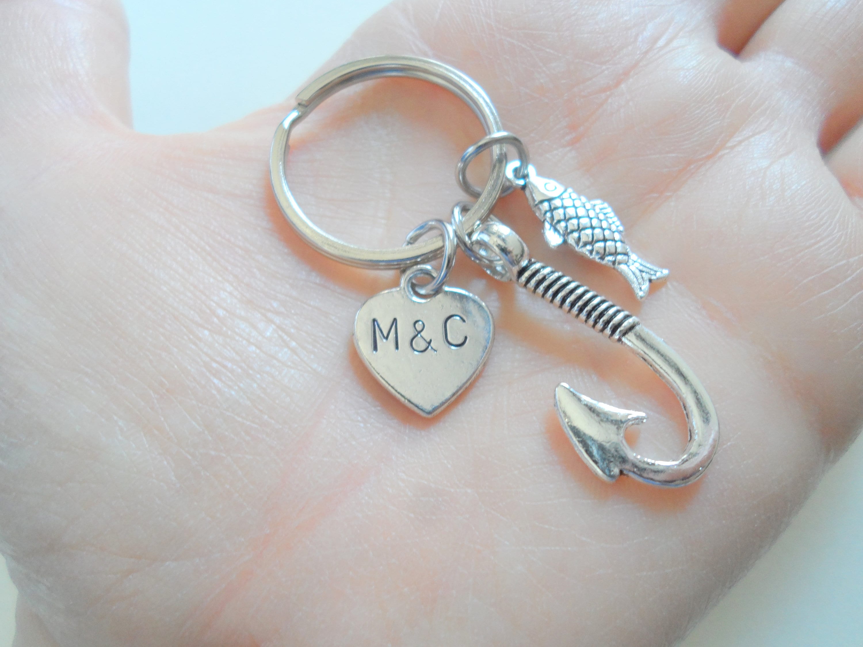 Fish Hook Keychain, Couples Keychain, Anniversary Gift for Boyfriend ...