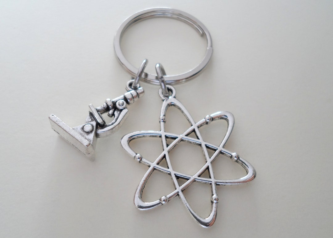 Atom & Microscope Keychain, Science Keychain, Physics Keychain ...