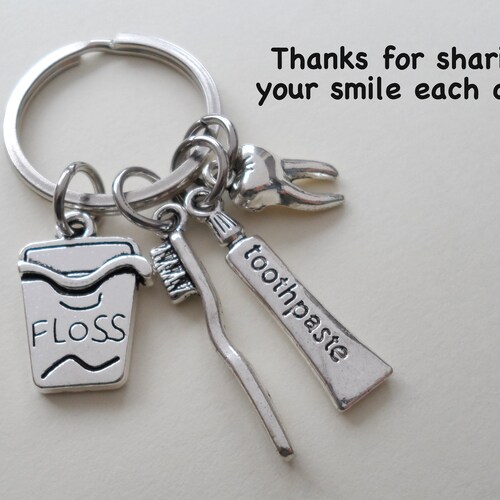Dental Assistant Gift Keychain Tooth Toothbrush & Floss - Etsy