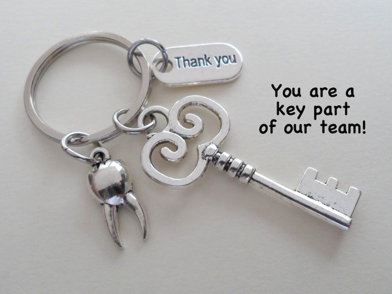 Dental Assistant Gift Keychain, Tooth & Key Charm Keychain ...