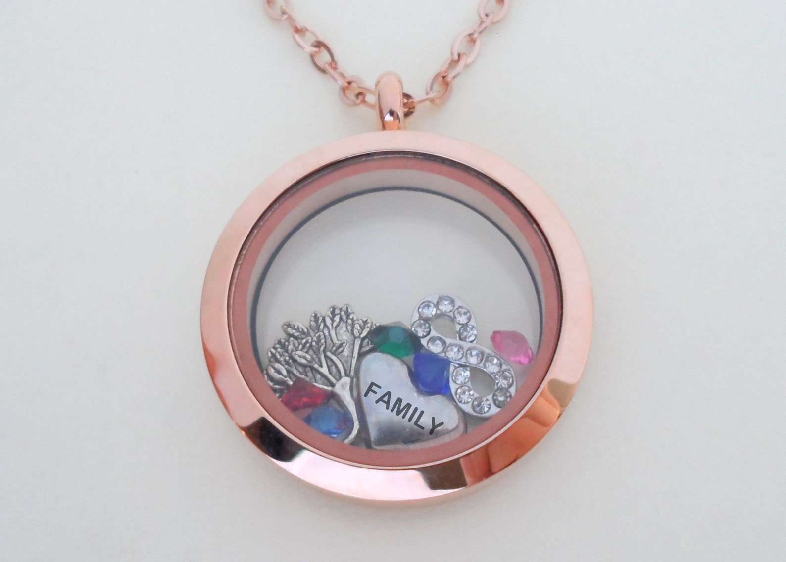 Floating Charm Locket Necklace, Birthstones Necklace, Mothers Necklace ...