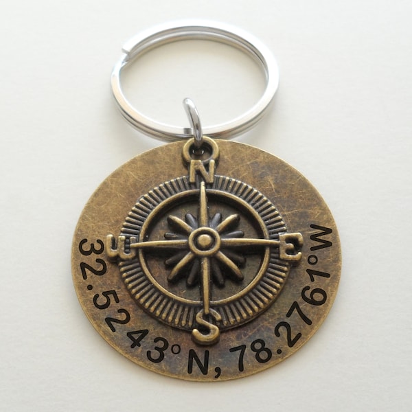 Engraved Compass Keychain - Etsy
