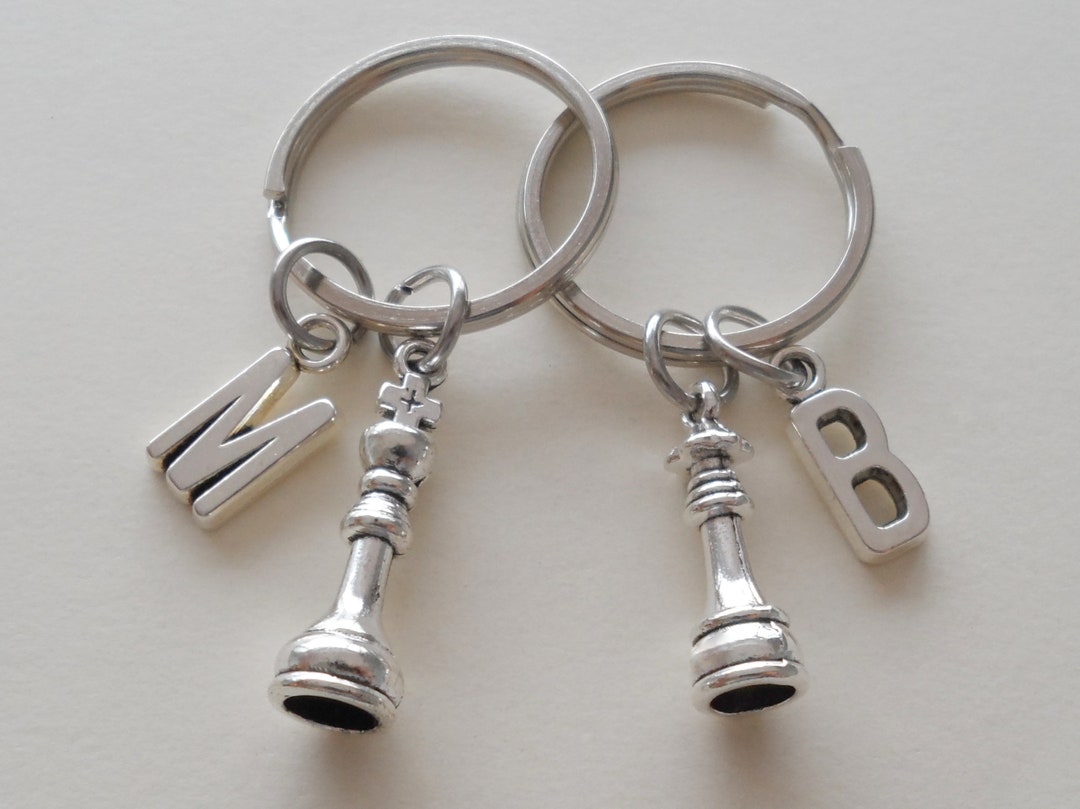 Chess Pieces Keychains, Couple Keychain Set, King & Queen Key Ring Set ...