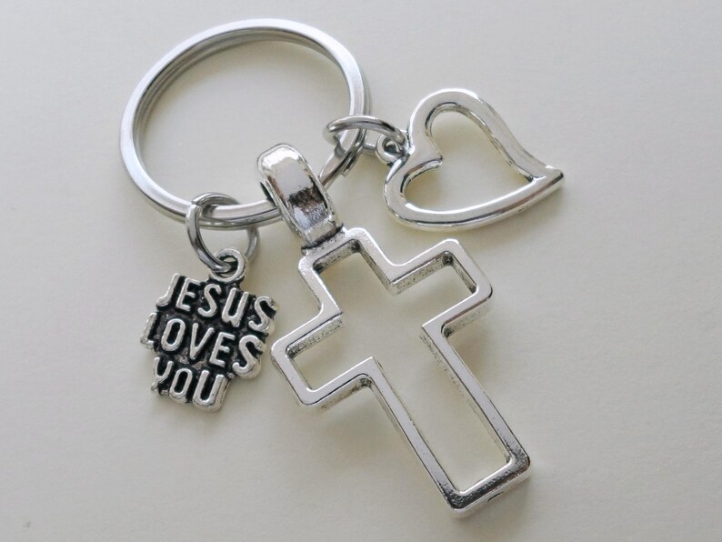 Cross, Jesus Loves You & Infinity Charm Keychain, Religious Christian ...