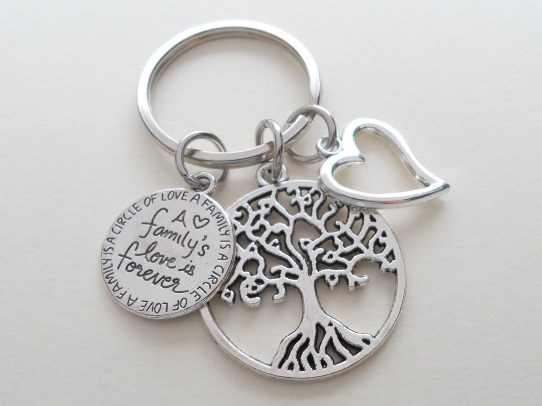 Family Tree Keychain With Heart, Family Reunion Gift Keychain, Family ...