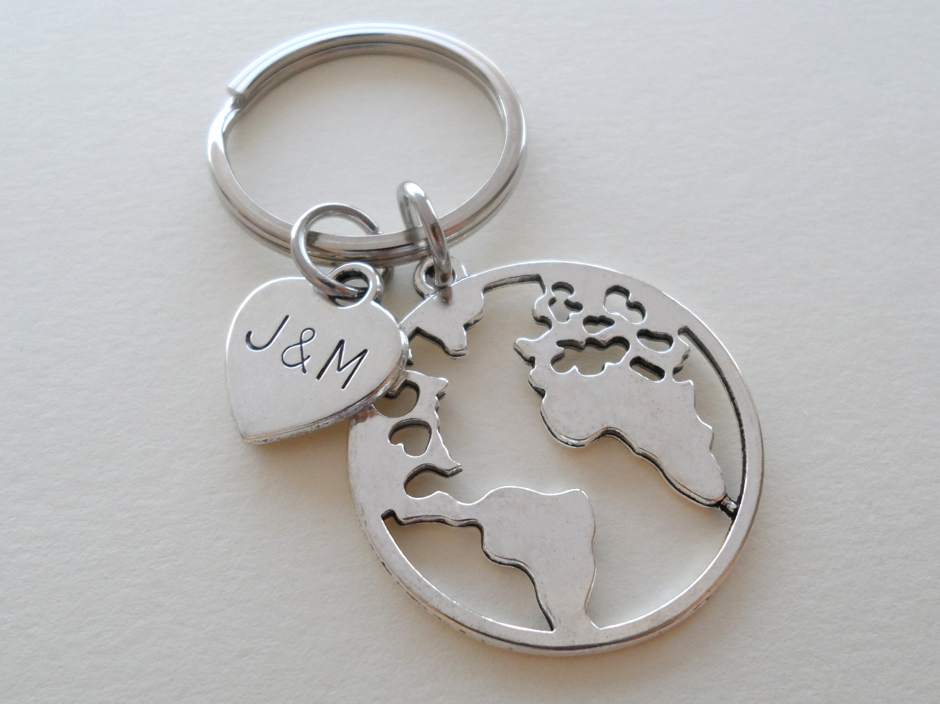 Cutout World Globe Keychain or Earth Keychain Couples Key | Etsy