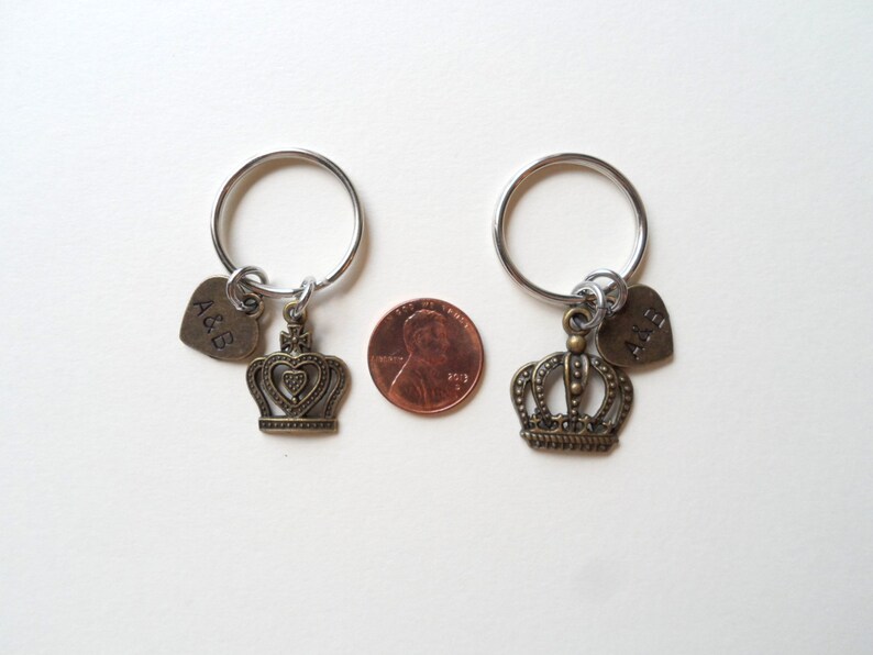 Couple Keychain Set King and Queen Crown Key Ring Set | Etsy