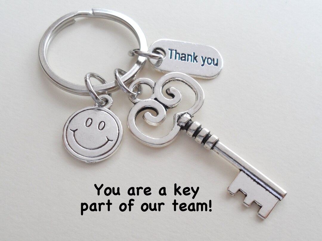 Employee Appreciation Gift Keychain, Key & Smiley Face Charm Keychain ...