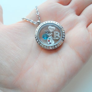 Graduation Floating Charm Locket Necklace, Class of 2025 Necklace ...