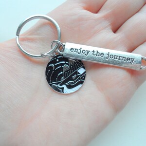 Mountain & Night Sky Charm Keychain Wih Enjoy the Journey Charm, Summer ...