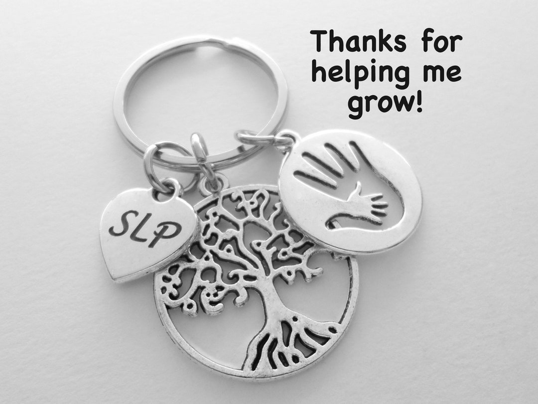 Speech Therapist Appreciation Gift, Tree & Hand in Hand Keychain for ...