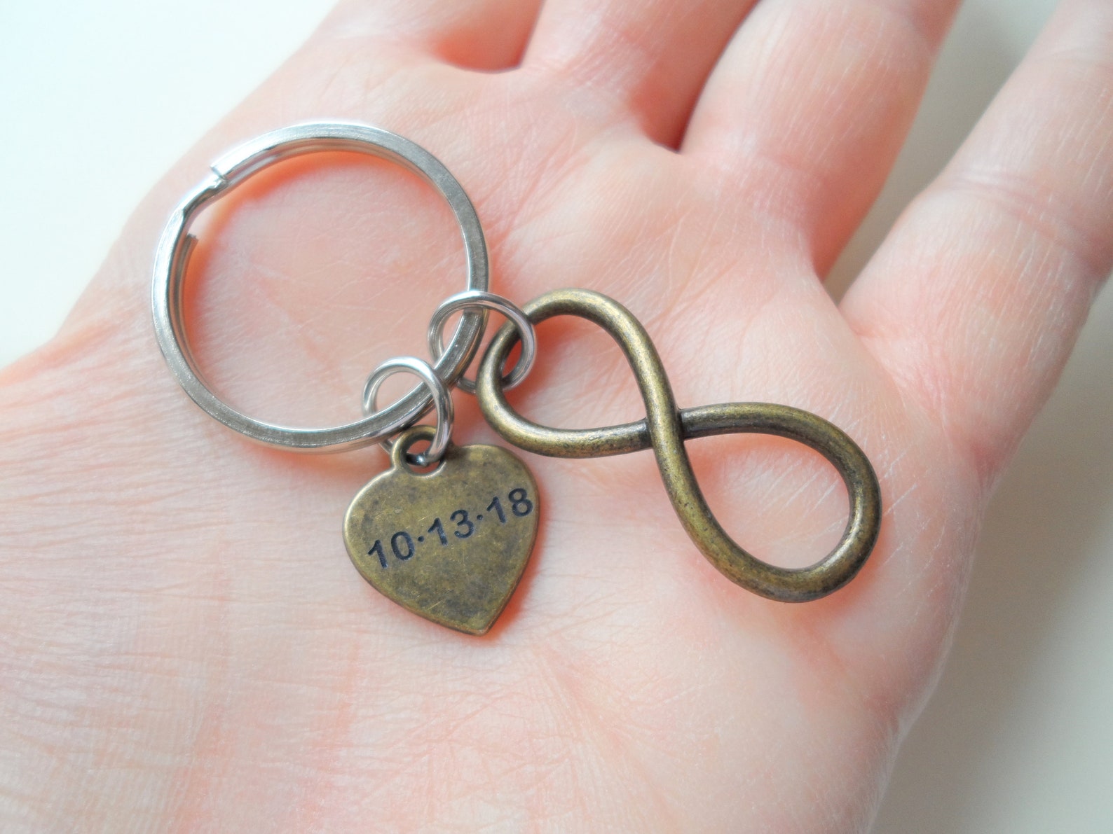 Tally Mark Bronze Infinity Symbol Keychain Couples | Etsy