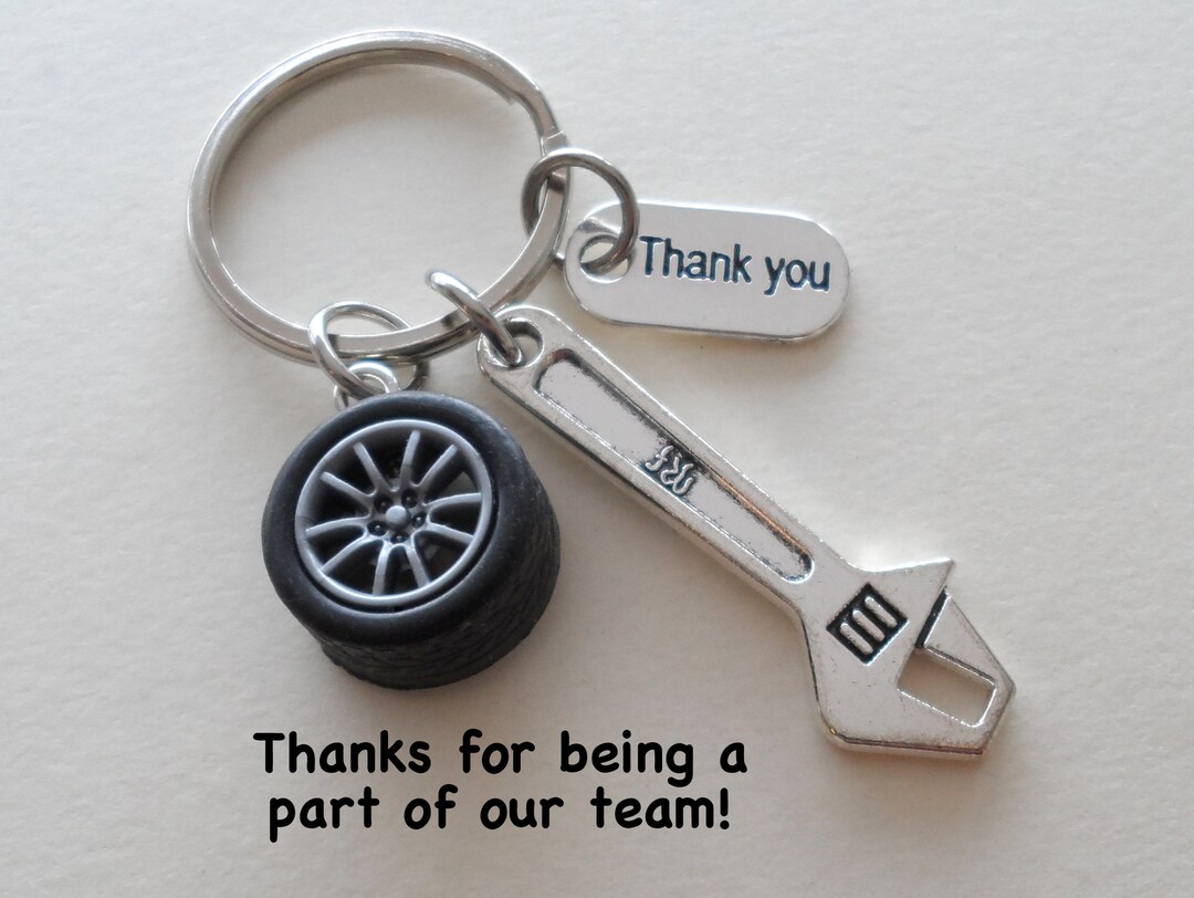 Car Mechanic Appreciation Gift Keychain, Wrench & Tire Charm Keychain ...