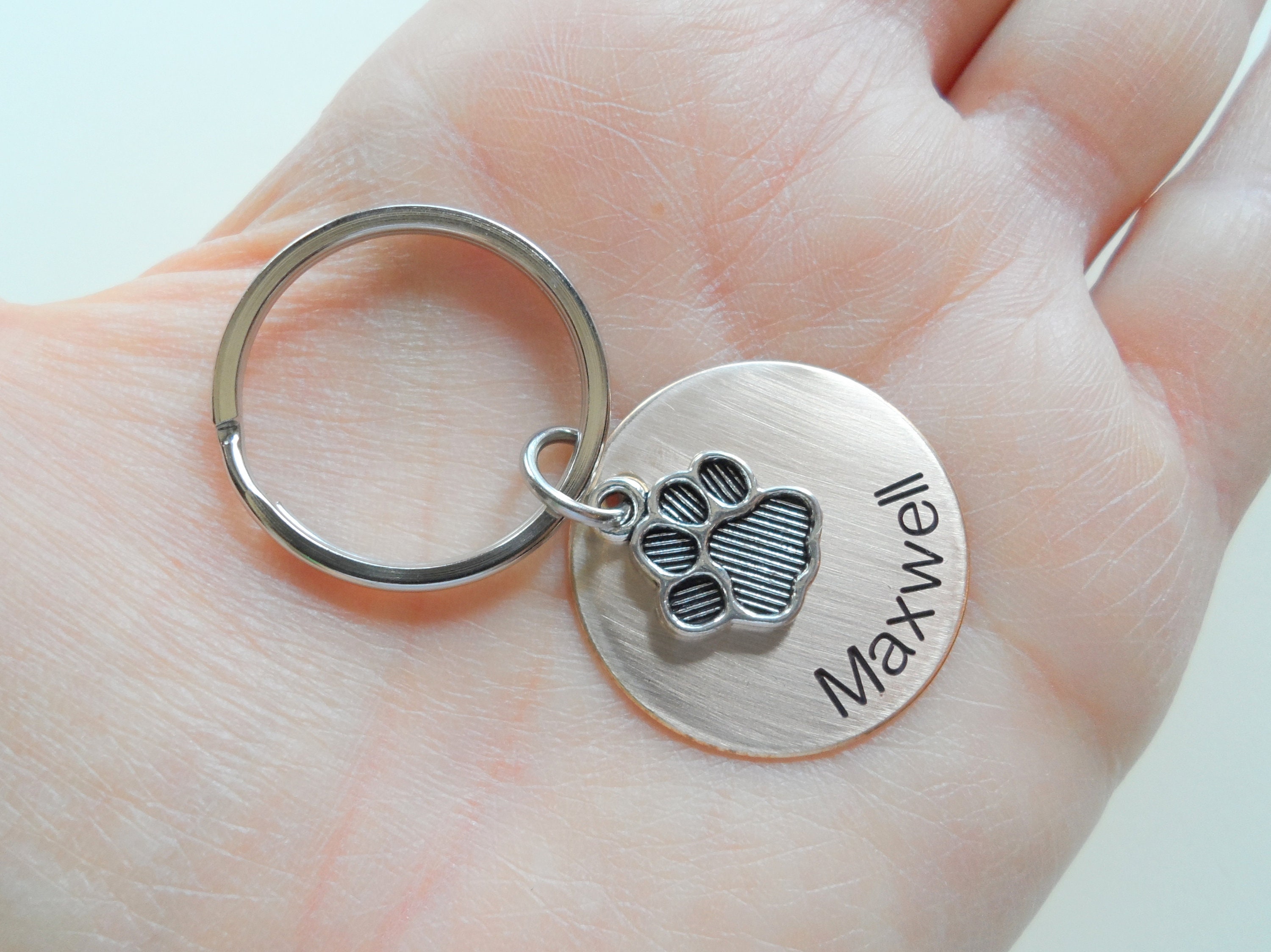 Paw Print Keychain Remembrance Keychain Disc Dog Name | Etsy