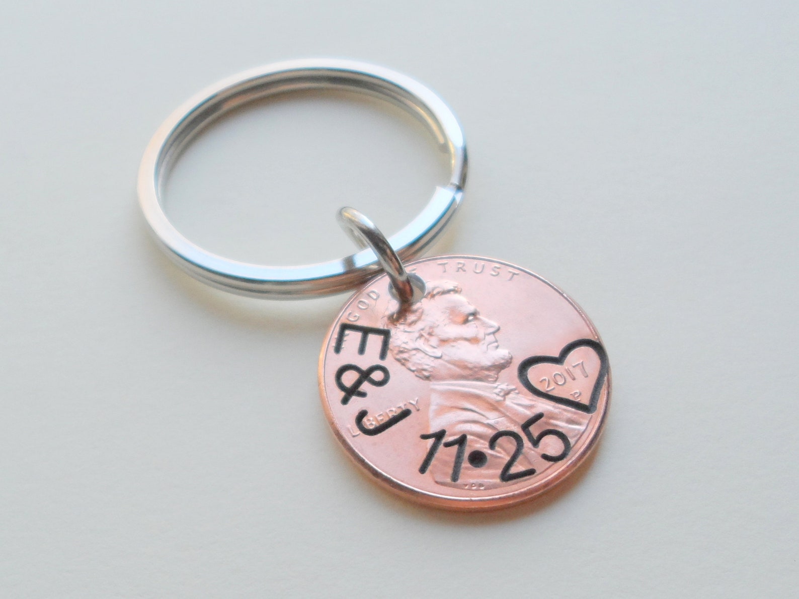 Personalized Penny Keychain Couples Keychain Lucky Penny | Etsy