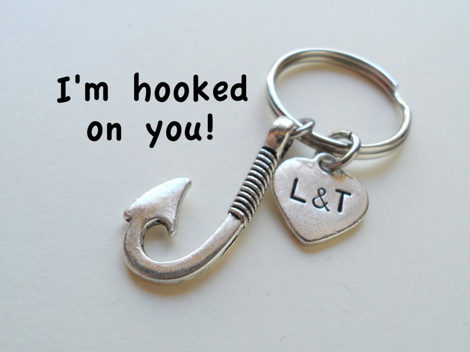 Fish Hook Keychain Couples Keychain Anniversary Gift for | Etsy