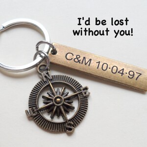 Bronze Compass Keychain Couples 8th Year Anniversary Gift | Etsy