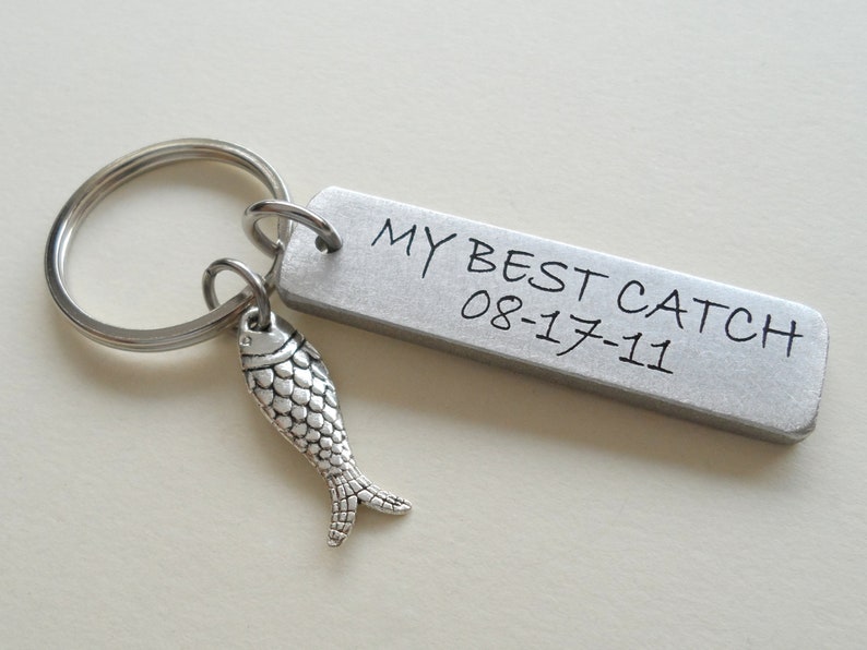 Fish Keychain & Aluminum Tag Customized Engraved Anniversary | Etsy
