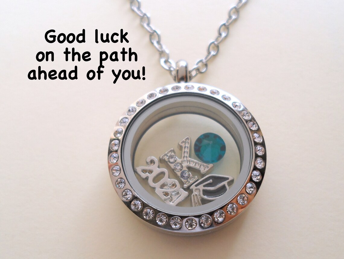 Graduation Floating Charm Locket Necklace Medium Circle - Etsy