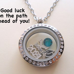 Graduation Floating Charm Locket Necklace Medium Circle - Etsy