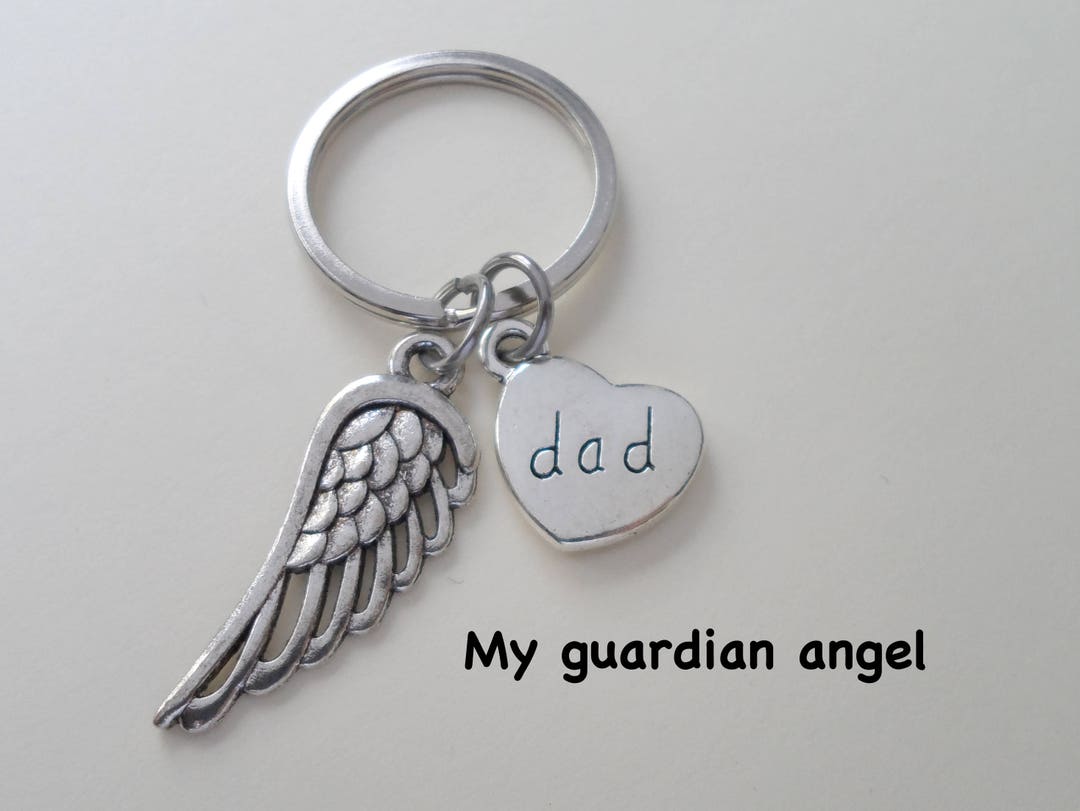 In Memory of Dad Keychain, Remembrance Keychain, Angel Dad Keychain ...