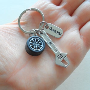 Car Mechanic Appreciation Gift Keychain, Wrench & Tire Charm Keychain ...