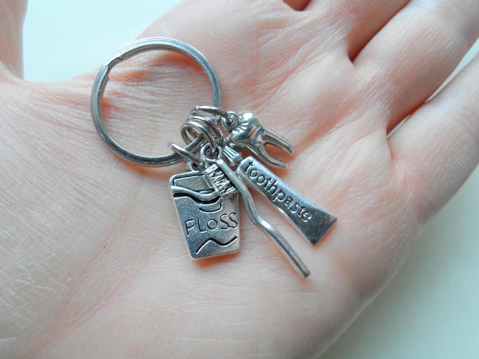 Dental Assistant Gift Keychain, Tooth, Toothbrush, & Floss Charm ...