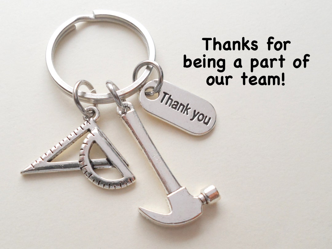 Hammer & Protractor Charm Keychain, Builders Appreciation Gift ...