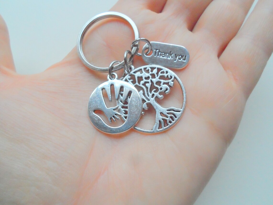 Volunteer Gift Keychain, Hand in Hand & Tree Keychain, Social Worker ...