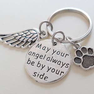 Angel Pet Keychain, Wing & Paw Print Remembrance Keychain, Dog Keychain ...