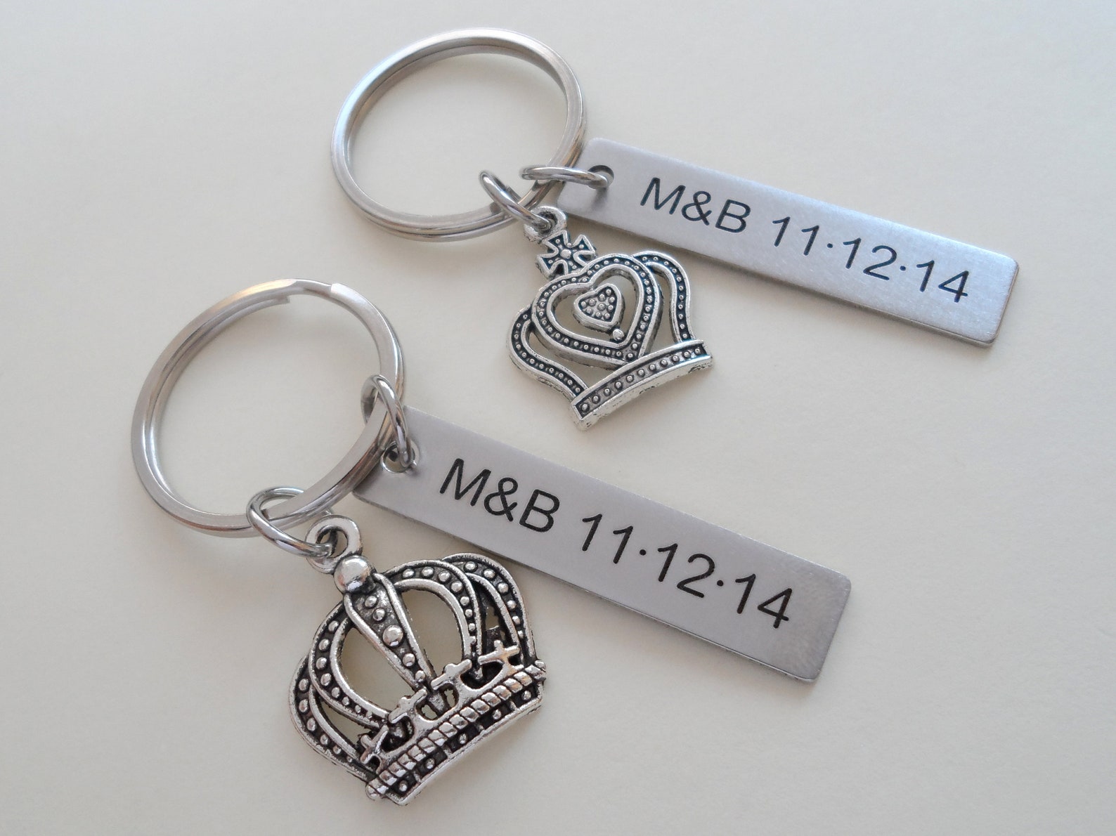 Couple Keychain Set King and Queen Crown Key Ring Set - Etsy