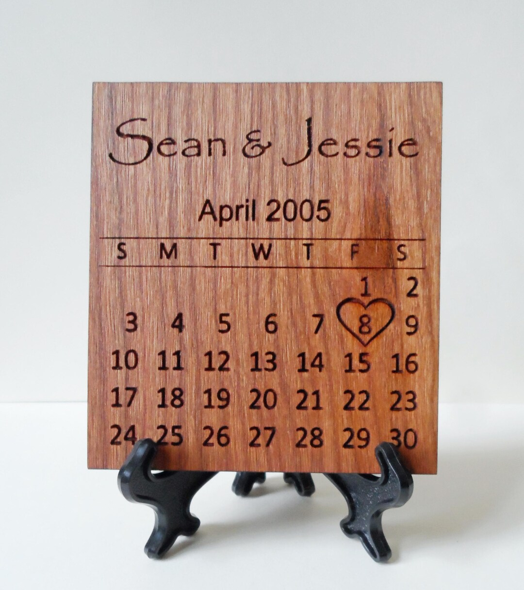 Small Custom Wood Calendar Plaque of Couples Wedding Day Anniversary ...