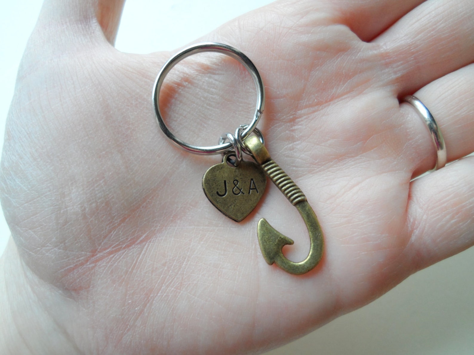 Fish Hook Keychain Couples Keychain Anniversary Gift for - Etsy