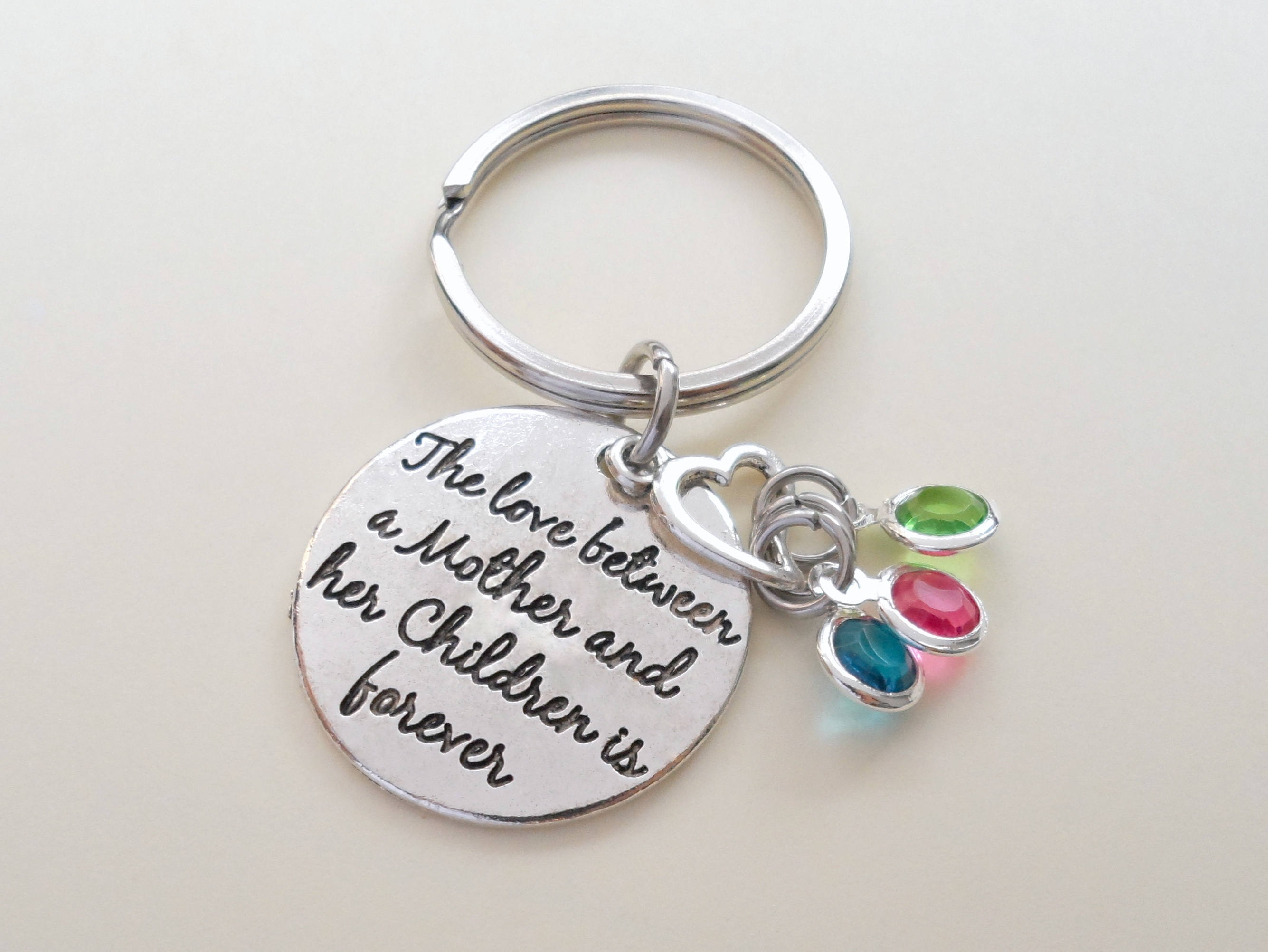 Mother and Her Children Love Keychain, Birthstone Keychain, Gift for ...