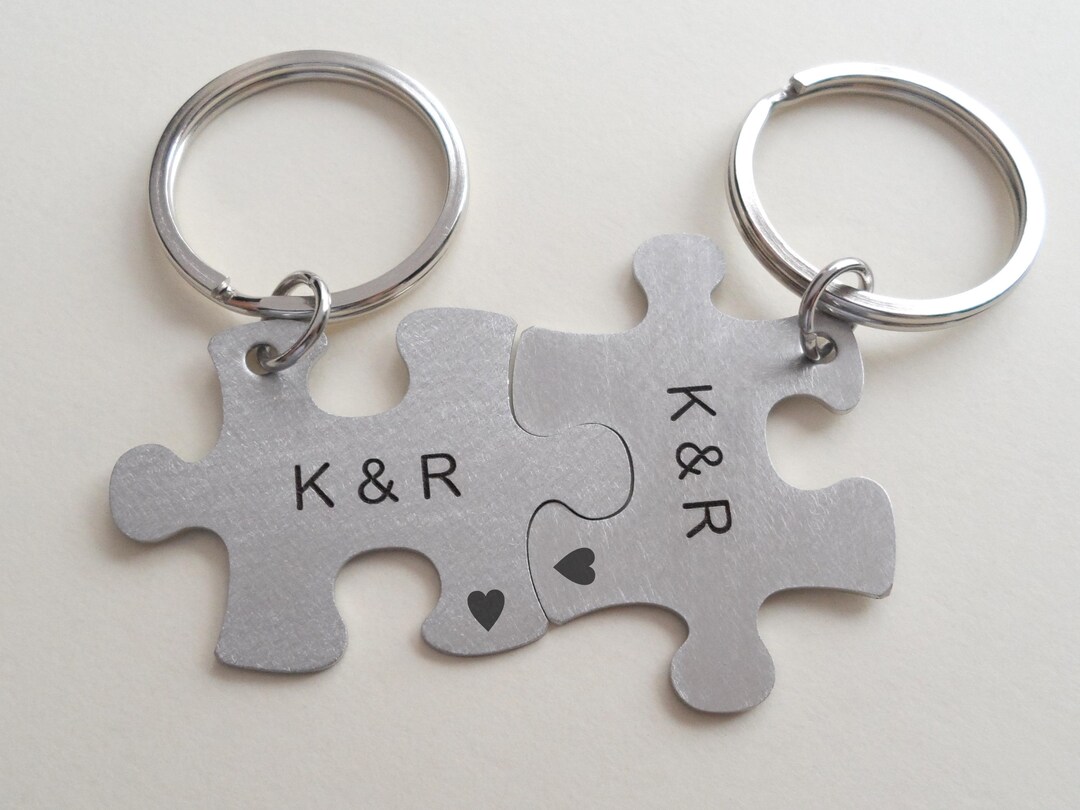 Puzzle Pieces Couples Keychain Set, Matching Puzzles, Key Chain ...