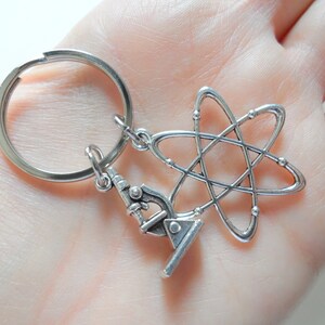 Atom & Microscope Keychain, Science Keychain, Physics Keychain ...