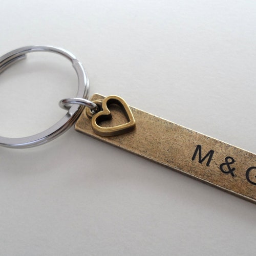Bronze Keychain Bronze Gift Couples Keychain Anniversary | Etsy