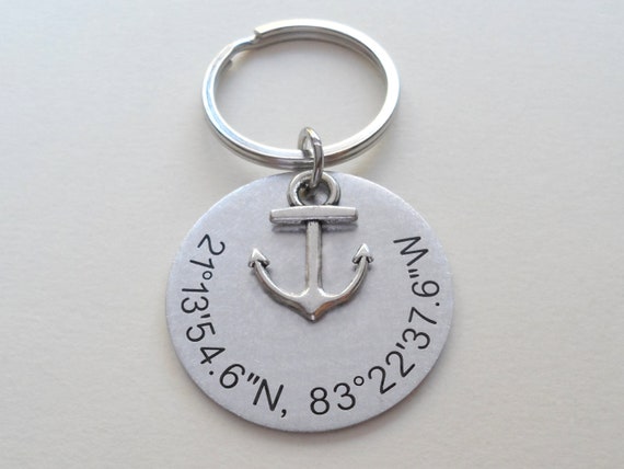 Anchor Keychain with Engraved Custom Aluminum Disc Gift for | Etsy