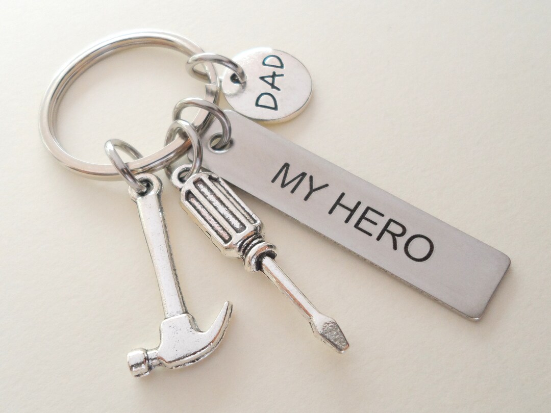 Dad My Hero Hammer & Screwdriver Tools Charm Keychain, Gift for Dad ...