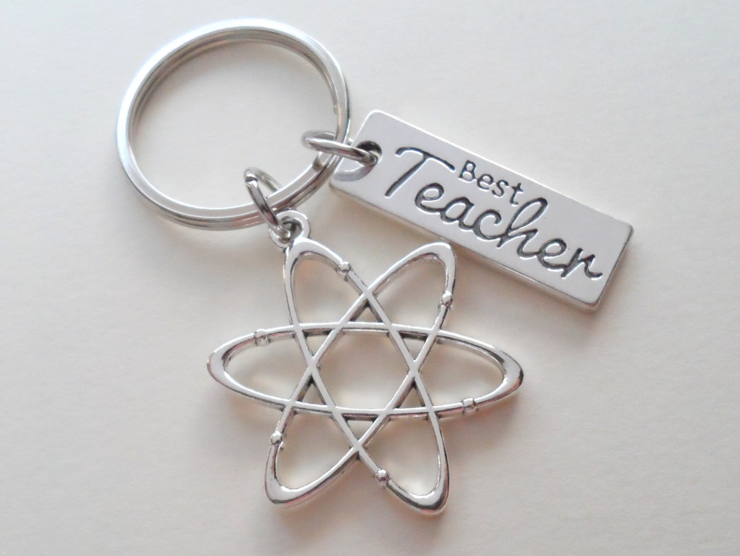 Science Teacher Keychain With Atom & Best Teacher Charm, Science ...