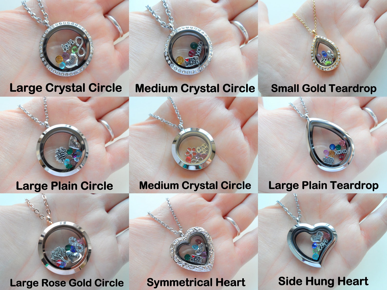 Floating Charm Locket Necklace Birthstones Necklace Mothers - Etsy