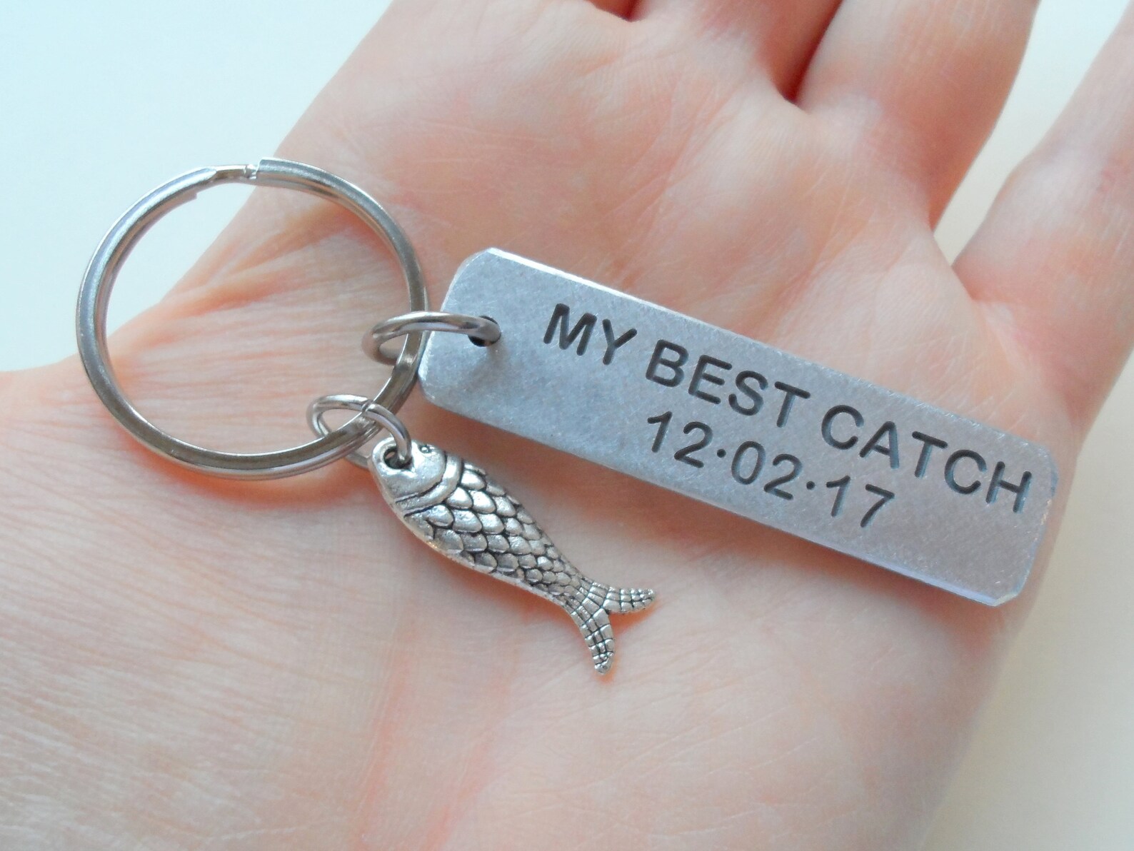 Fish Keychain & Aluminum Tag Customized Engraved Anniversary | Etsy